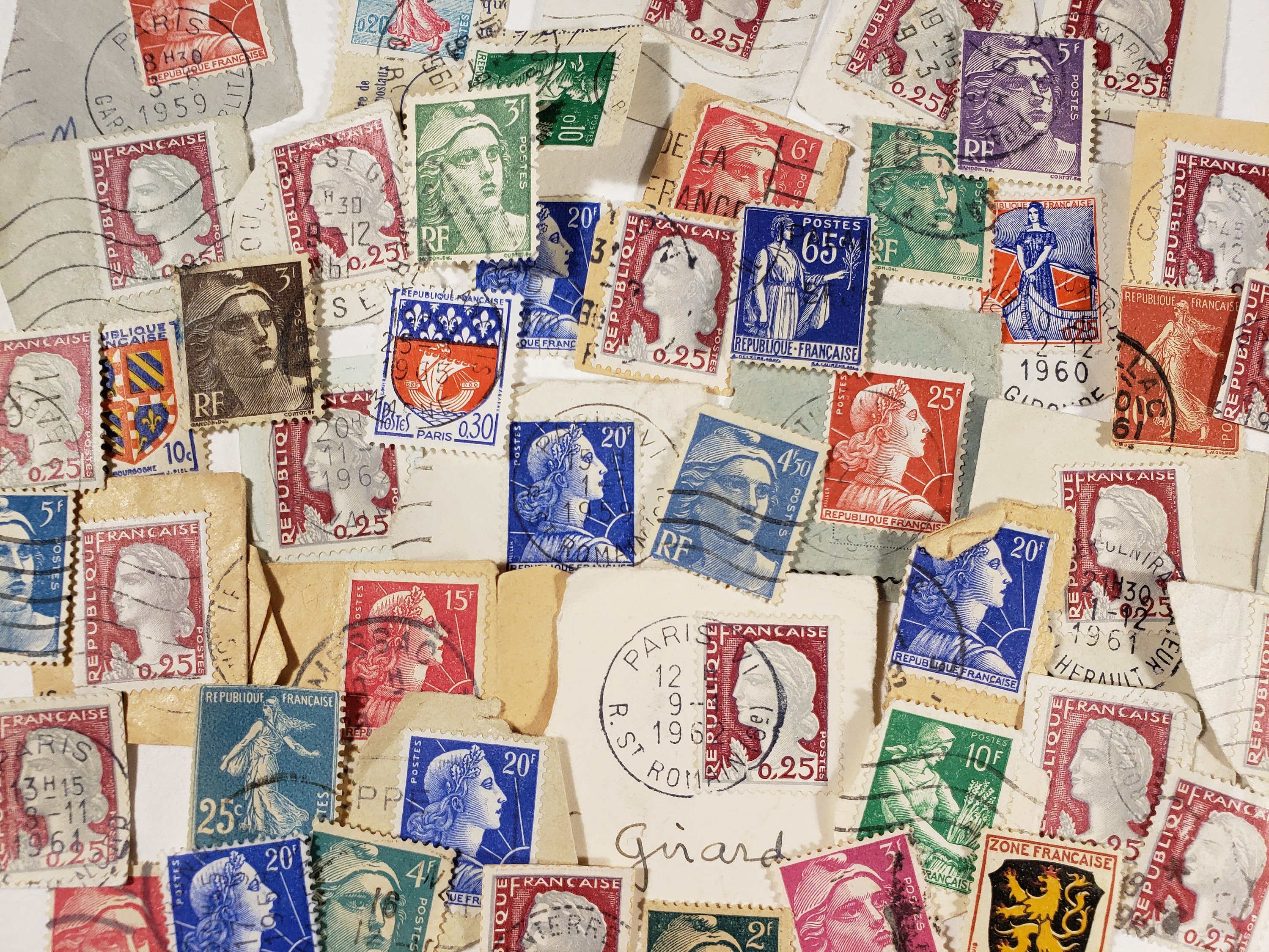 Vintage FRENCH Postage Stamps 50 Stamps France European - Etsy