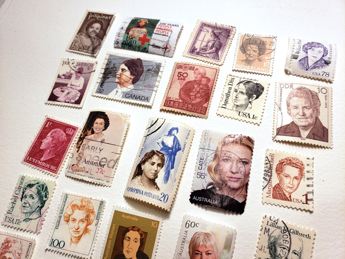 Women's Portraits Vintage Postage Stamps 25 All | Etsy