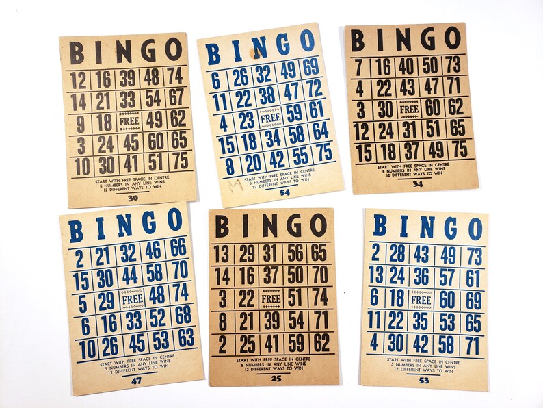 Vintage Bingo Cards Vintage Game Ephemera Vintage Paper - Etsy