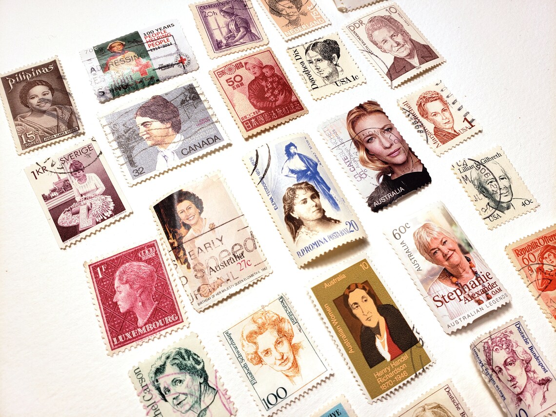 Women's Portraits Vintage Postage Stamps 25 All | Etsy