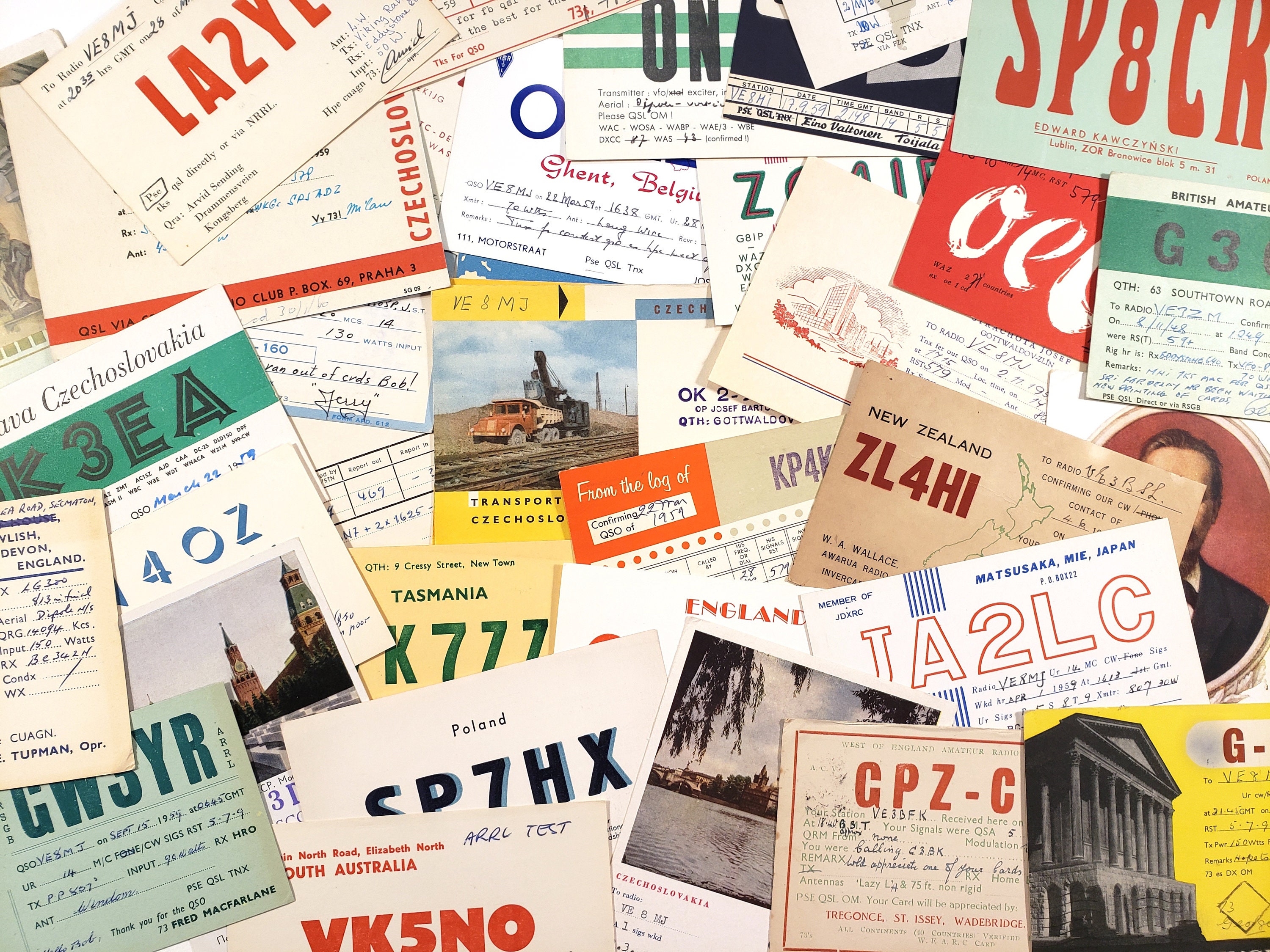 Vintage QSL Cards, HAM Radio Cards, Vintage Ephemera, Junk Journal ...