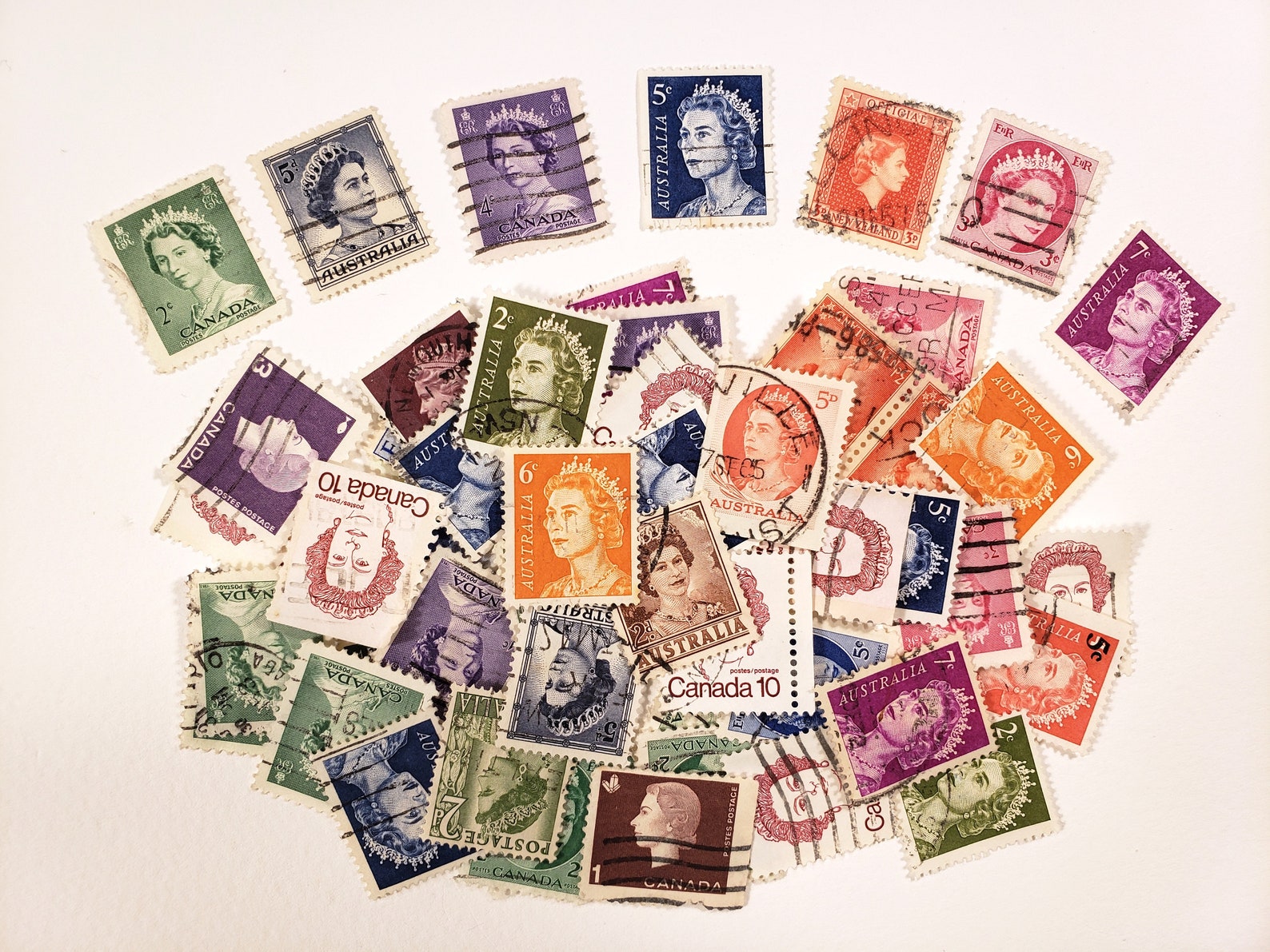 Vintage Queen Elizabeth Postage Stamps, 50 Stamps, Young Queen ...
