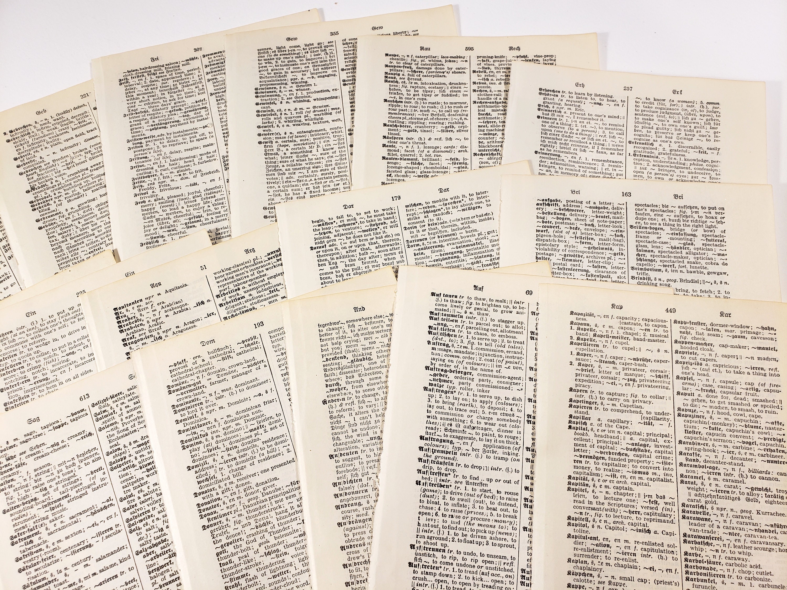 Vintage German-english Dictionary Pages Gothic Font 20 - Etsy