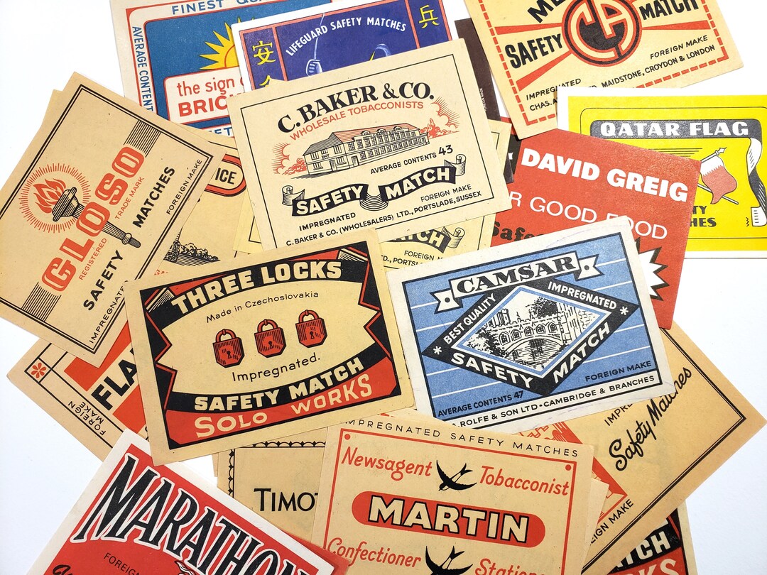 Vintage 1970s Matchbox Labels, LARGE, British Graphic Design, Craft ...