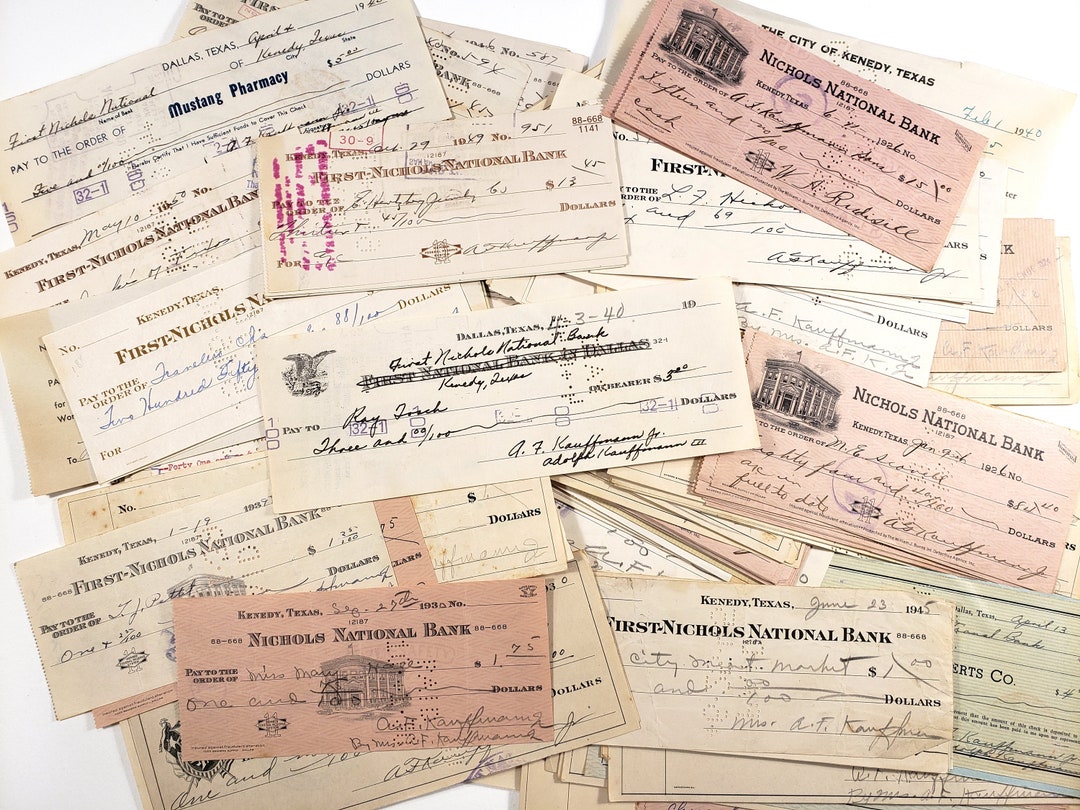Vintage Cancelled Checks, 1930s - Ephemera, Handwritten Documents, 6 ...