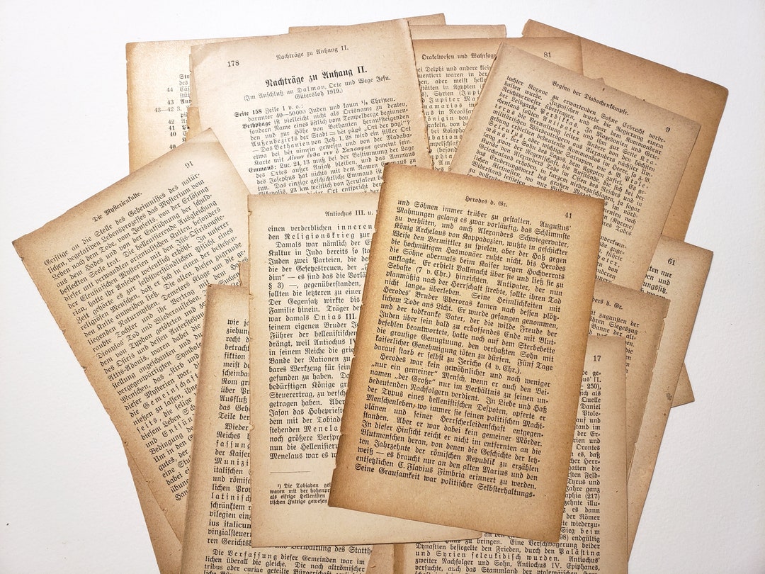 Antique German Book Pages Gothic Font, Vintage Old Paper, Vintage ...