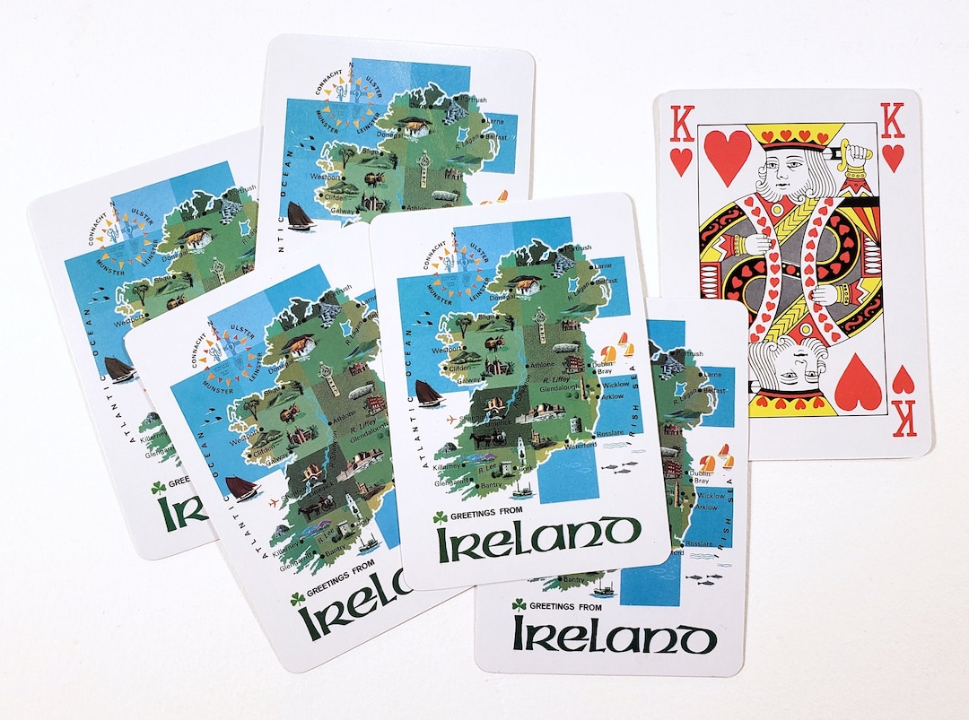Ireland Playing Cards, 6 Swap Cards, Irish Map, Junk Journal Ephemera ...