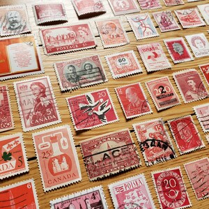 Vintage Red Postage Stamps, ALL DIFFERENT Mixed Pack of 50 Stamps ...