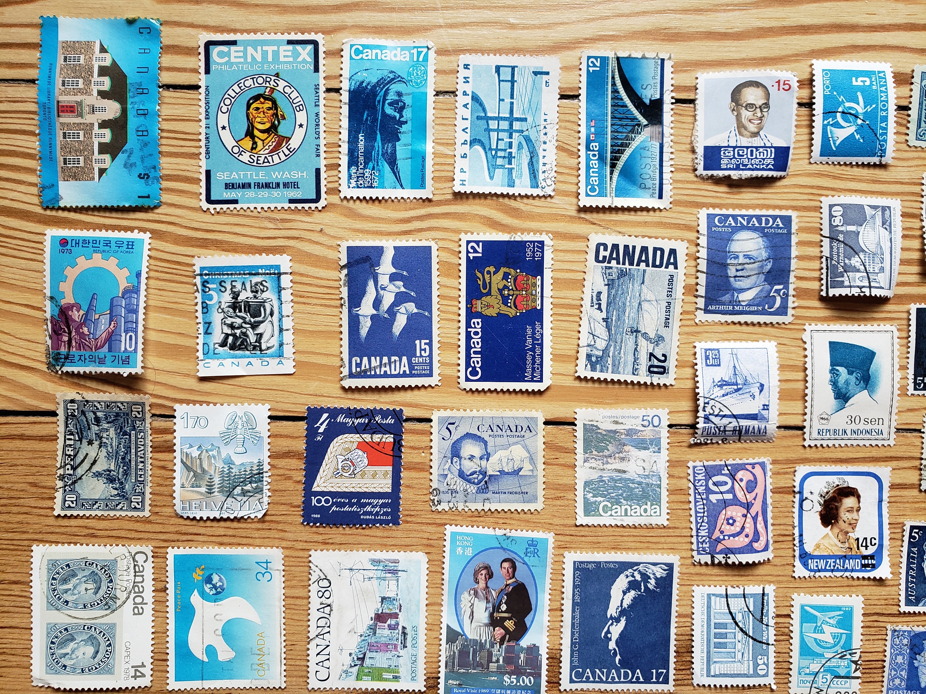 Vintage blaue Briefmarken alle DIFFERENT gemischte Packung | Etsy