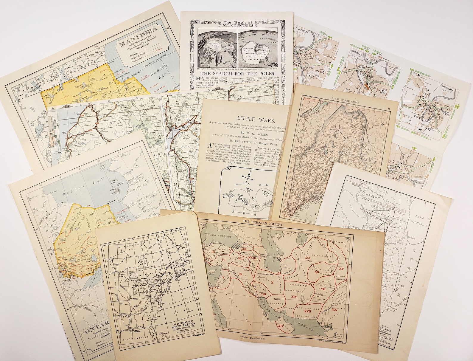Vintage MAPS Paper Pack - 10 Sheets, a Mixture of Size and Colour ...