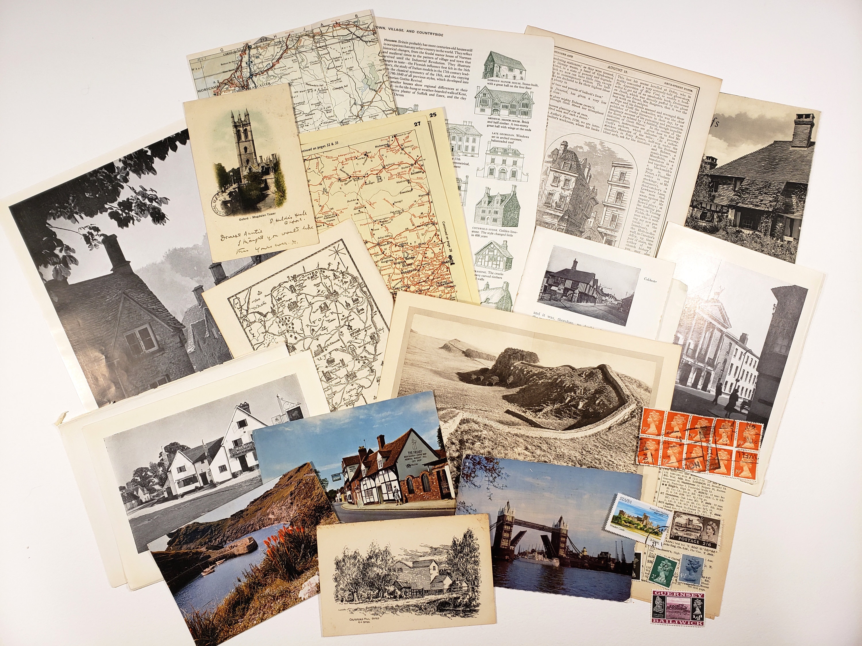Vintage ENGLAND Ephemera Scrapbooking Paper & Illustrations - Etsy