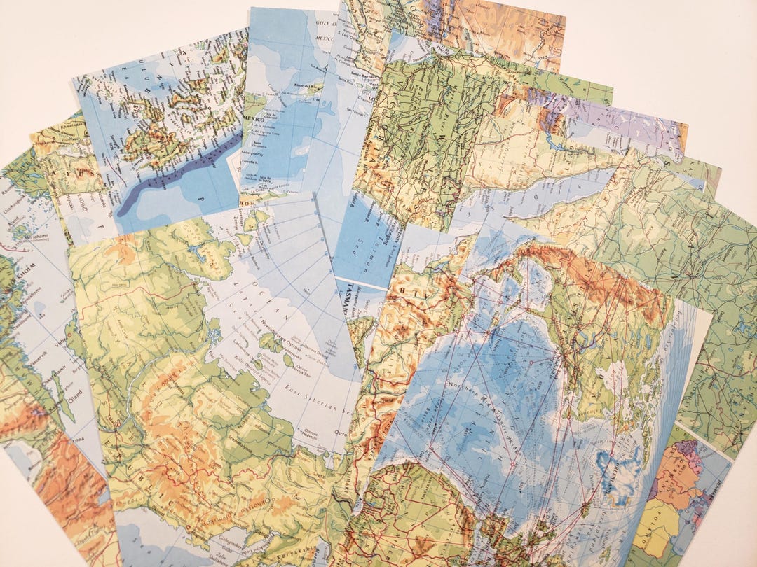 Map Scraps - Vintage Ephemera Pack - Map Pieces, Maps for Craft, Old ...