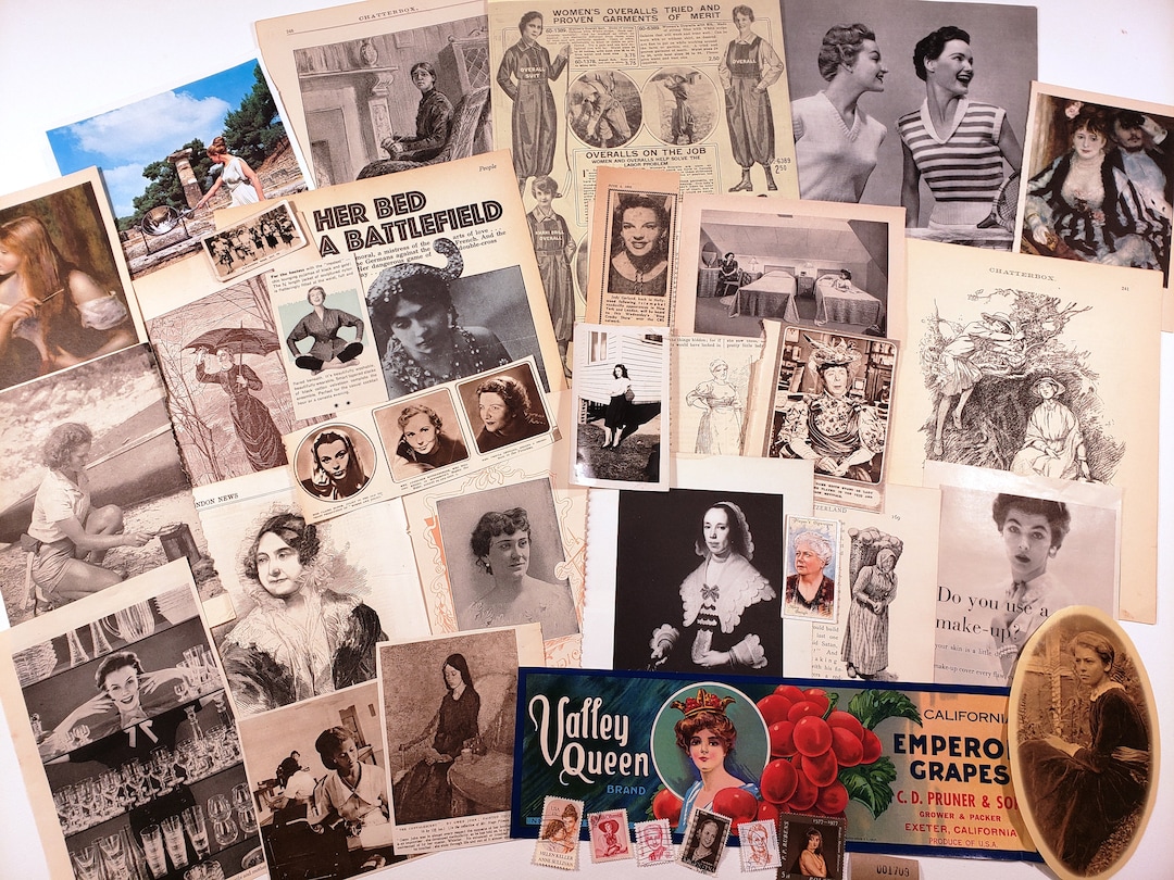 WOMEN - Vintage Ephemera Pack, 30 Pieces, Ladies, Ephemera for Junk ...