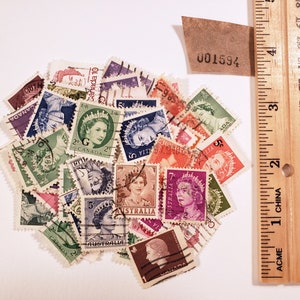 Vintage Queen Elizabeth Postage Stamps, 50 Stamps, Young Queen ...