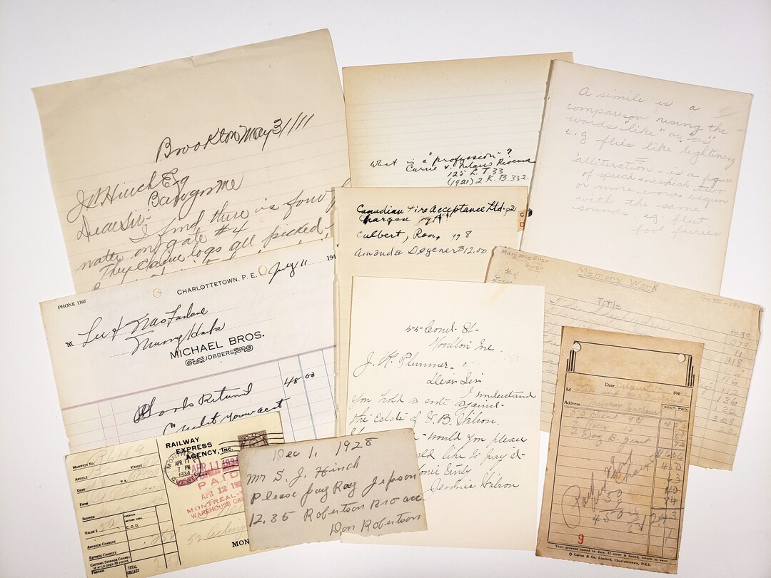 Vintage Handwritten Scraps, Notes and Pages, Vintage Paper Pack ...