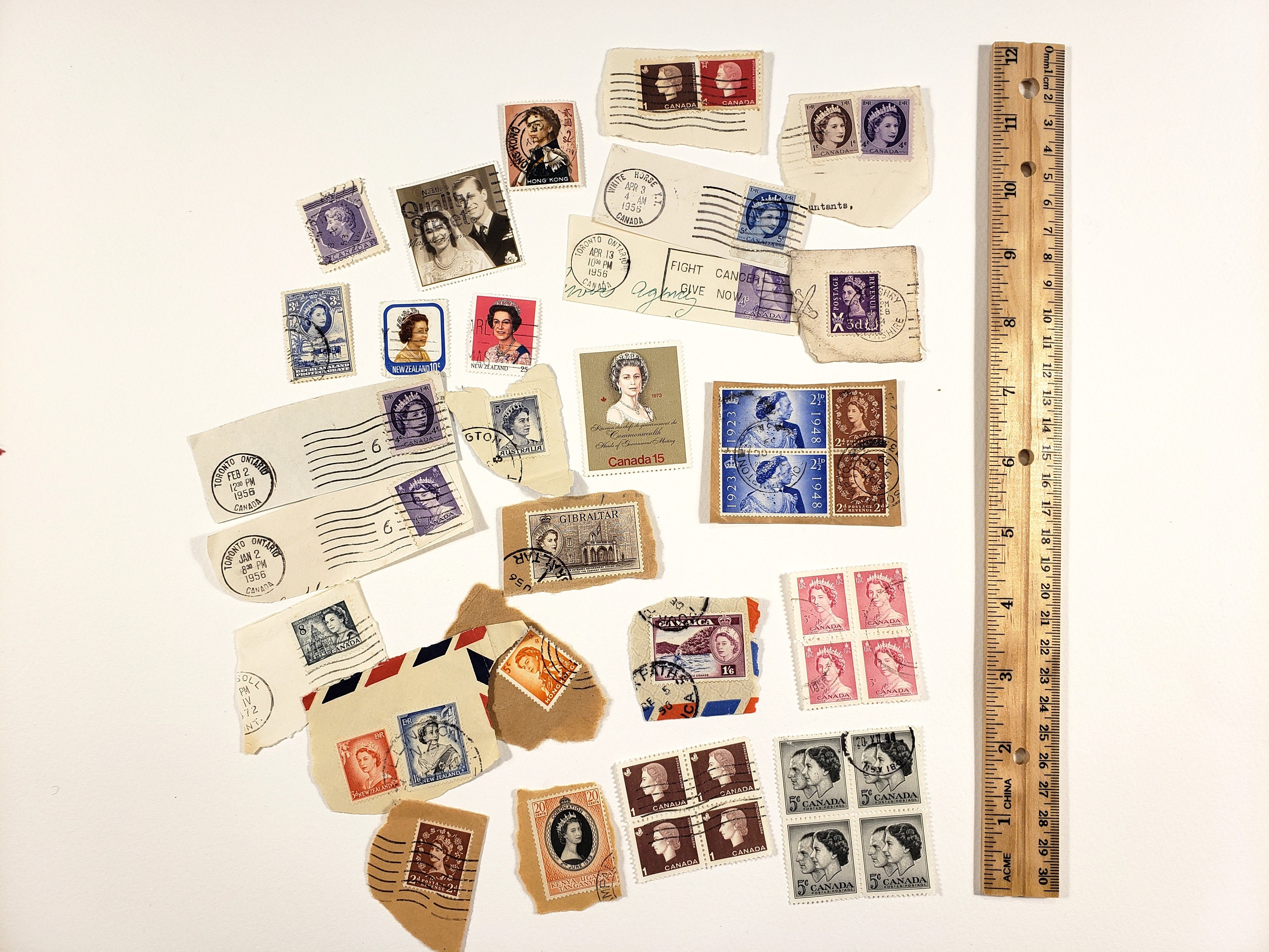 Vintage Queen Elizabeth Postage Stamps, Variety of Young Queen ...