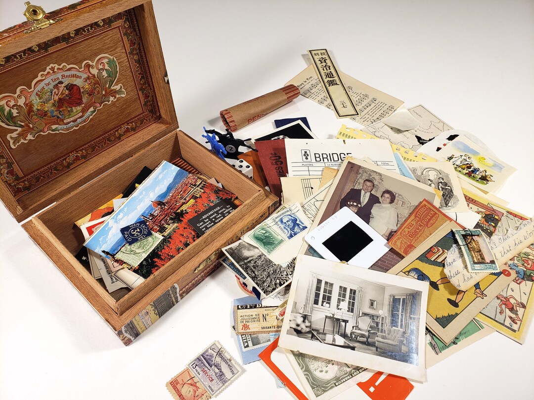 Ephemera Mix in Cigar Box, 100 Pieces Vintage Paper, Junk Journals ...
