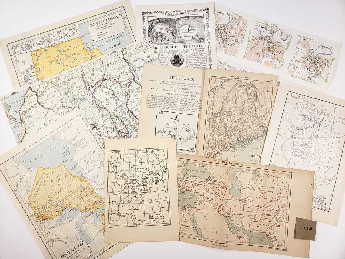 Vintage MAPS Paper Pack 10 Sheets a Mixture of Size and | Etsy