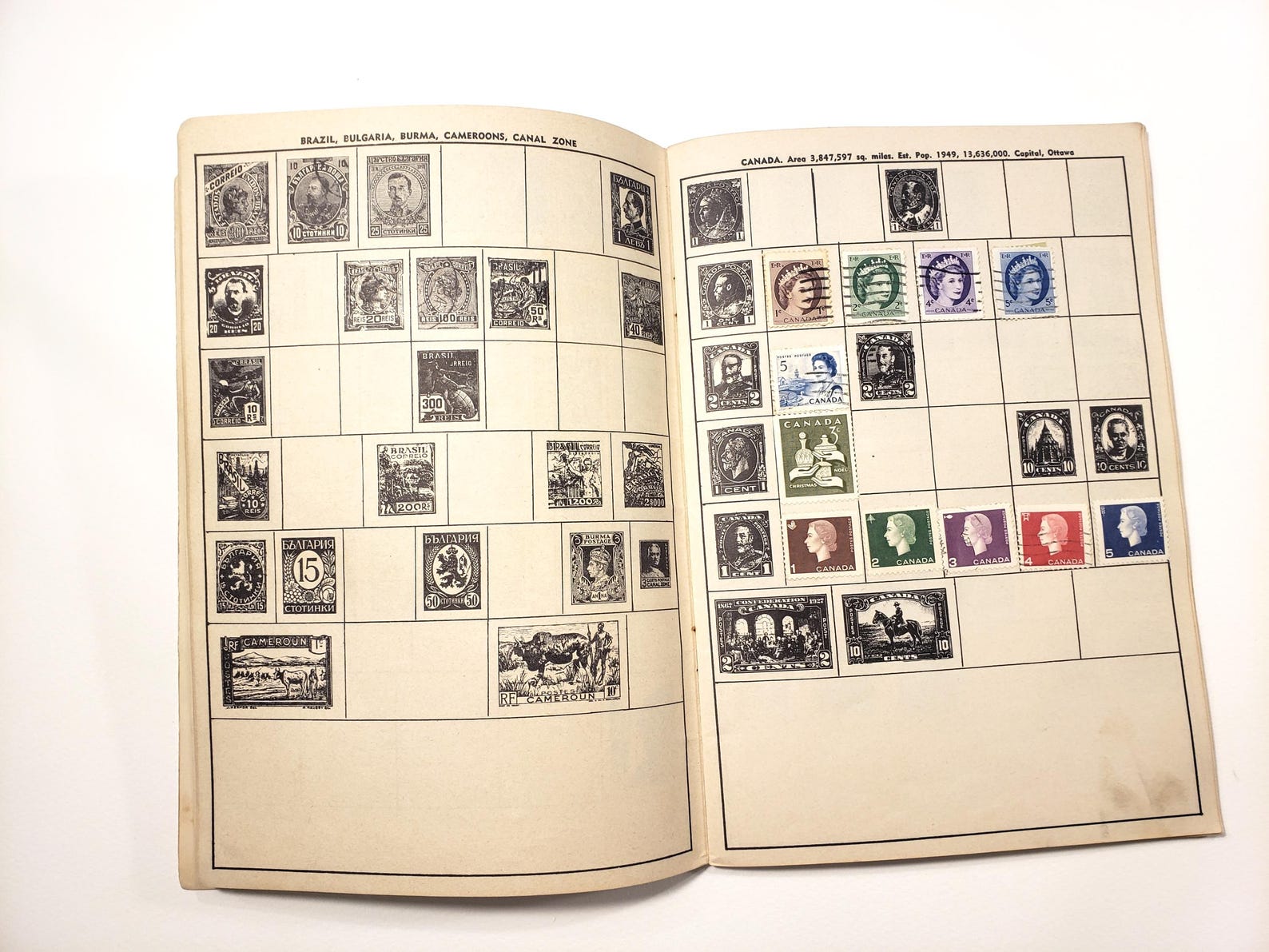 Atlas Stamp Album, 1954, Stamp Collection, Old Paper, Postage Stamps ...