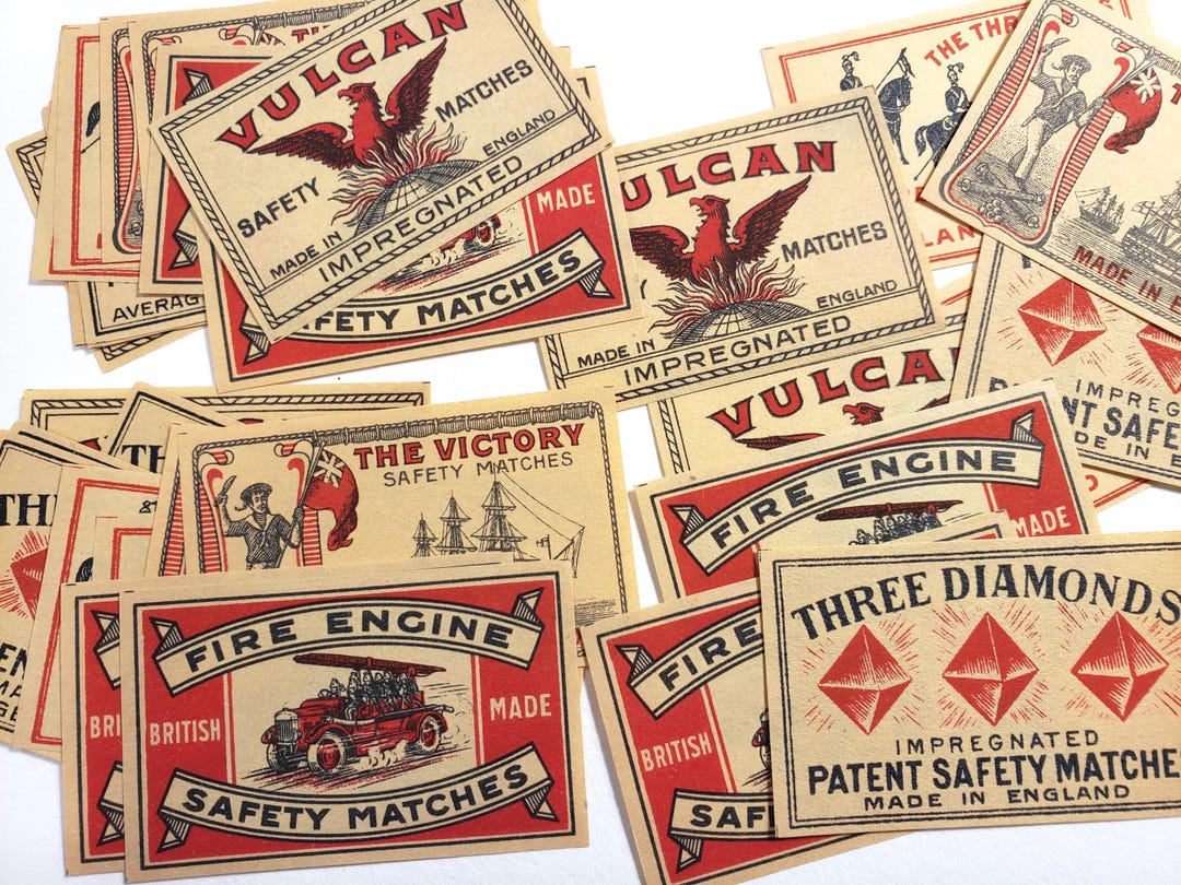 Vintage Matchbox Labels, British, Graphic Design, Collage Art Supplies ...