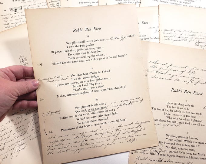 POETRY With Handwritten Notes, Antique Book Pages, Old Handwriting ...