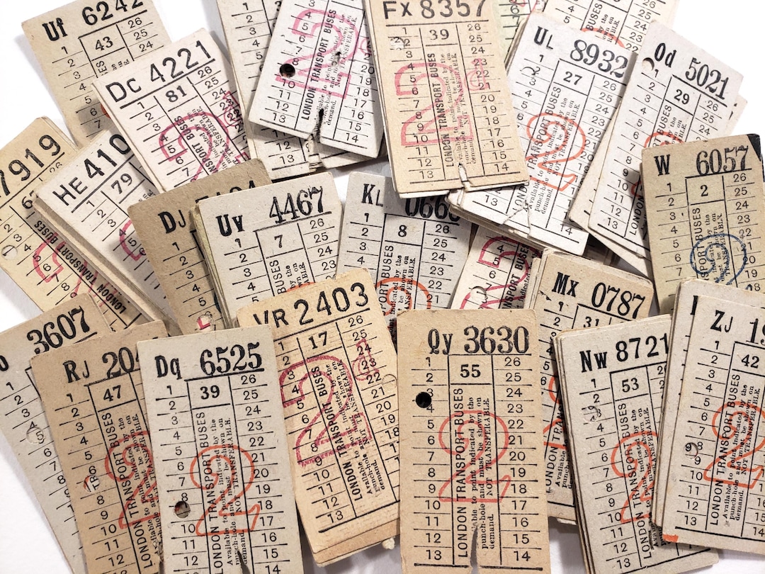British Bus TICKETS, London England, Transit Tickets, Ephemera, Junk ...