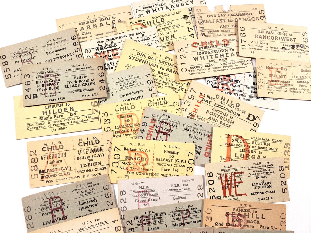 Ireland Train TICKETS, Ulster Railway Tickets, Ephemera, Junk Journals ...