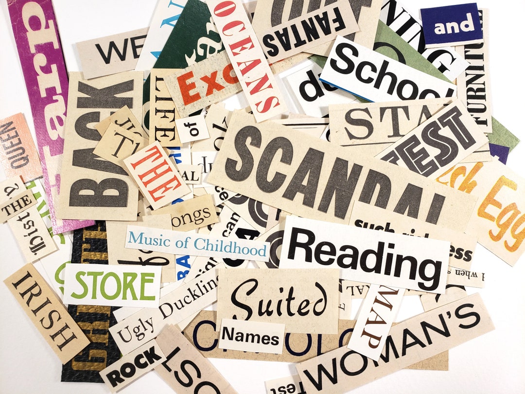 Words & Phrases Ephemera Pack - 50+ Pieces, Vintage Paper Pack, Junk ...