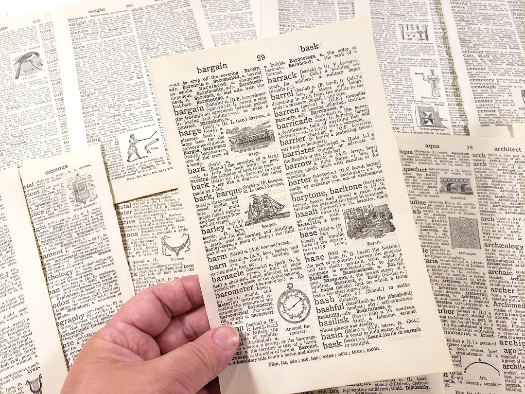Vintage Dictionary Sheets 15 Pages, Illustrated, 1950s, Vintage ...
