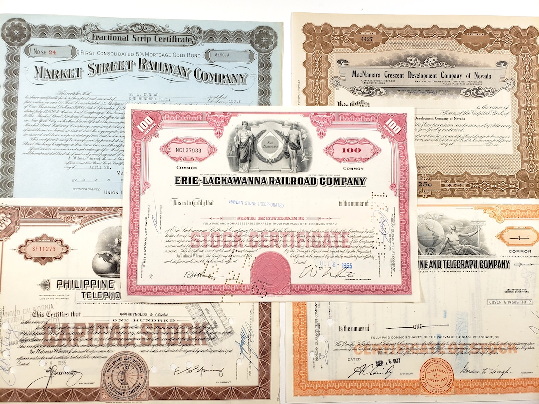 Antique Company Shares, Old Documents, Vintage Paper Ephemera, Junk ...
