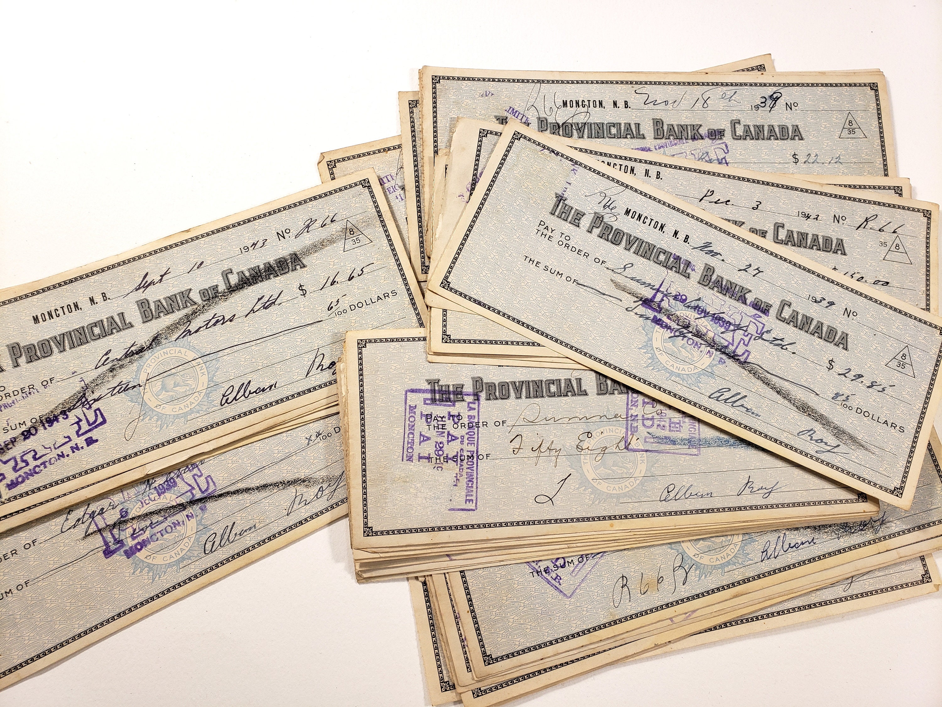Vintage Ephemera 1930s Cancelled Cheques Handwritten - Etsy