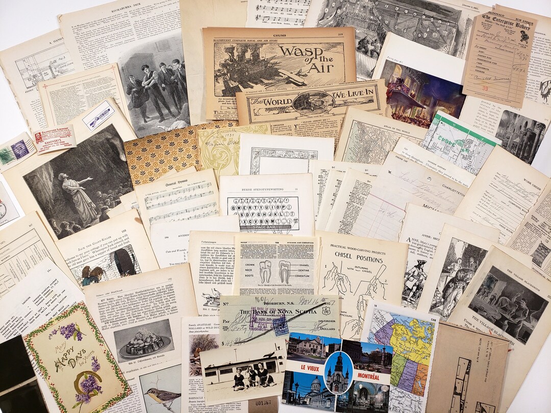 Huge Vintage Ephemera Pack - 50+ Pieces, Illustrations, Music, Maps ...