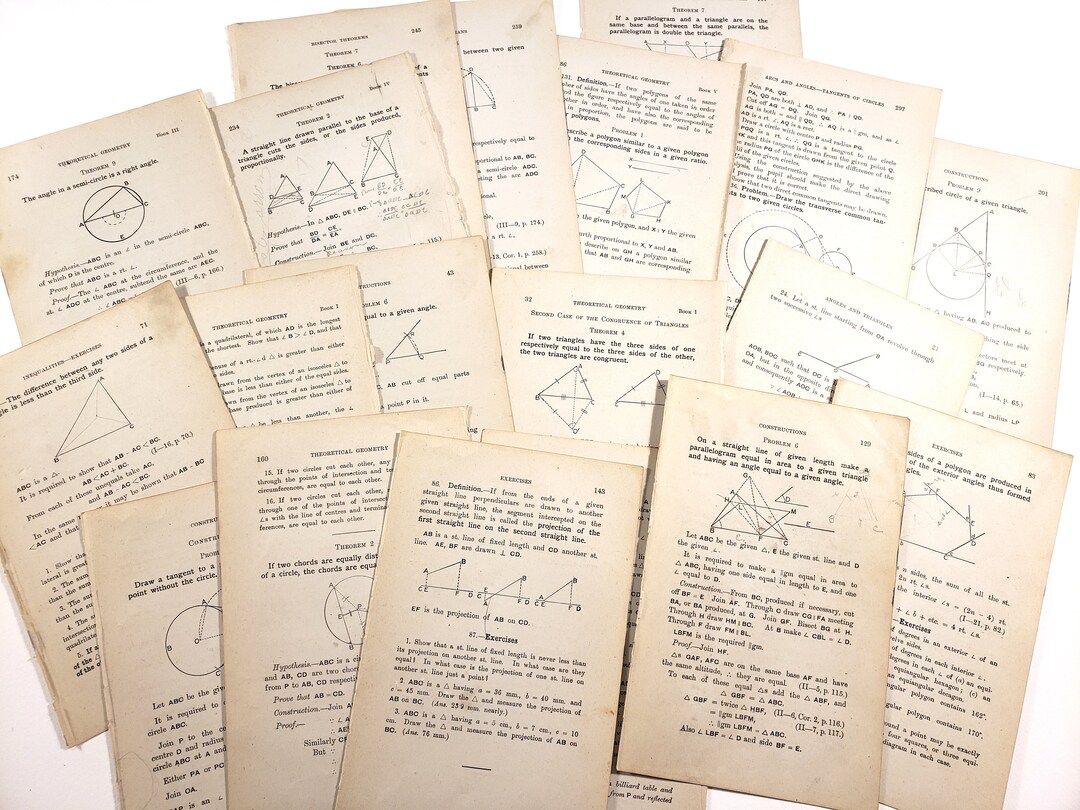 Geometry Pages, High School Mathematics, Vintage Ephemera, Junk Journal ...