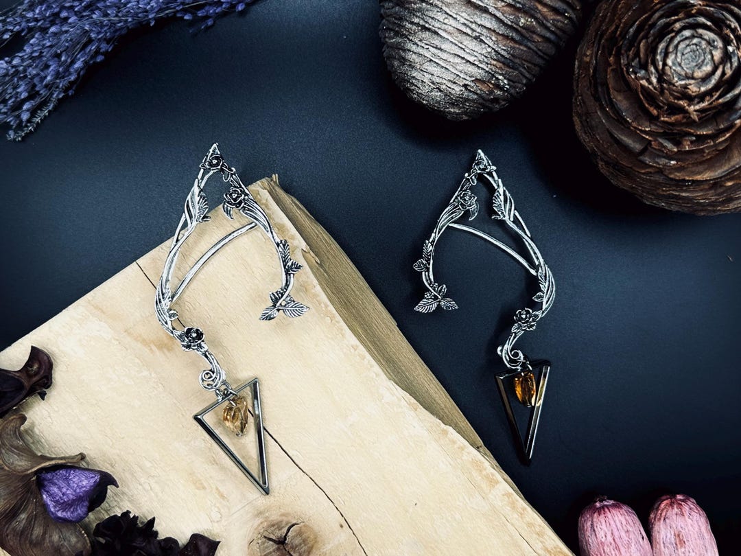 Geometric Triangle Elf Ear Cuff Faerie Ear Cuff Fae and Elf Cosplay ...