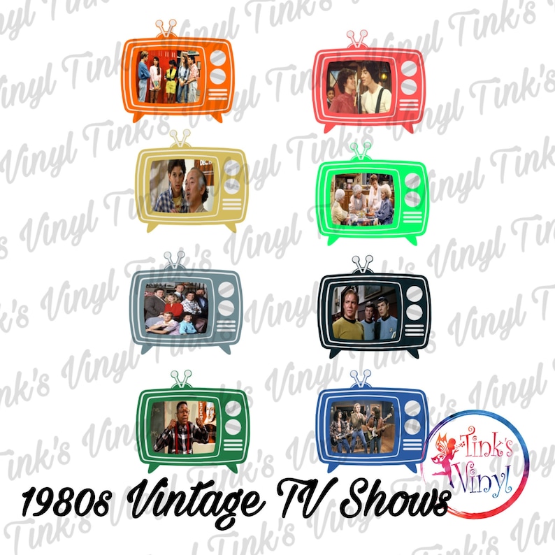 1980s Vintage TV Designs: Print & Cut PNG Files (digital Download) - Etsy
