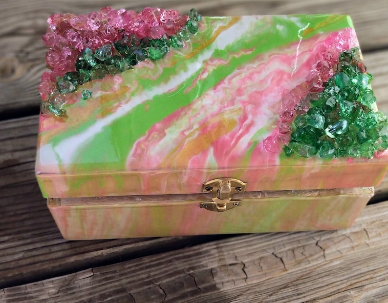 AKA Sorority Resin Keepsake Box Trinket Box Resin Box Wood Box Geode ...