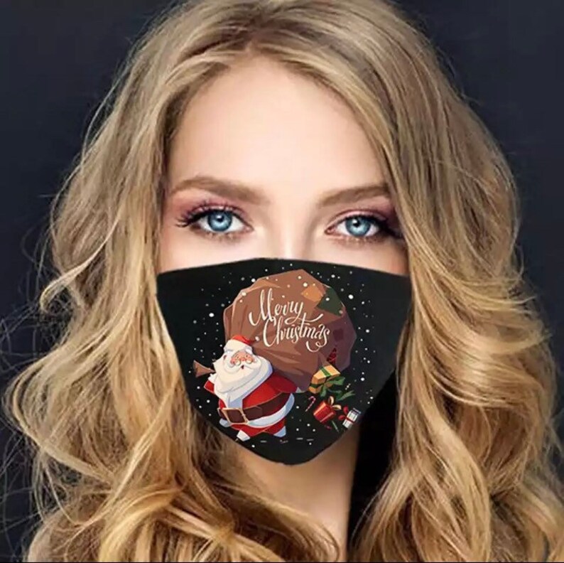 Merry christmas face masks Santa Face Mask Holiday adult | Etsy