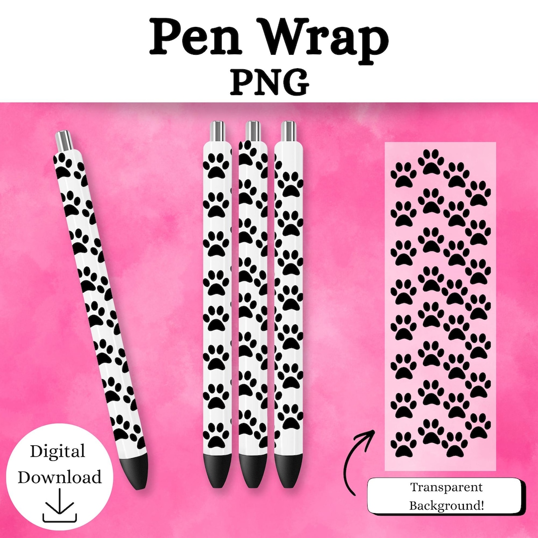 Paw Print Themed Pen Wrap, Paw Print Pen Wrap, Cute Pen Wrap, Epoxy Pen ...
