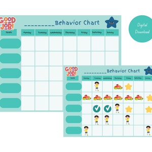Behavior Chart for Children - Behavior Charts - Therapy Charts - Parent ...