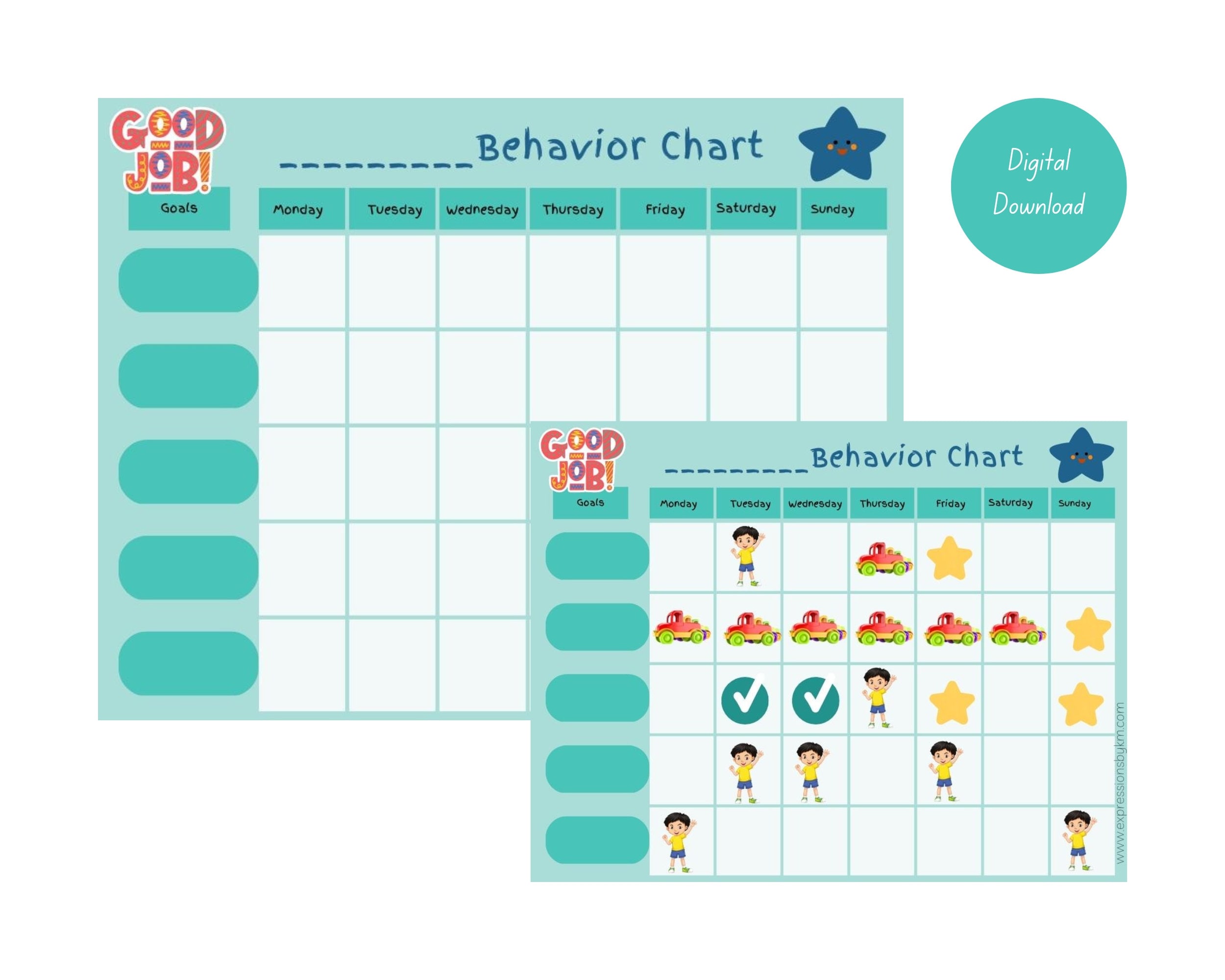 Behavior Chart for Children - Behavior Charts - Therapy Charts - Parent ...