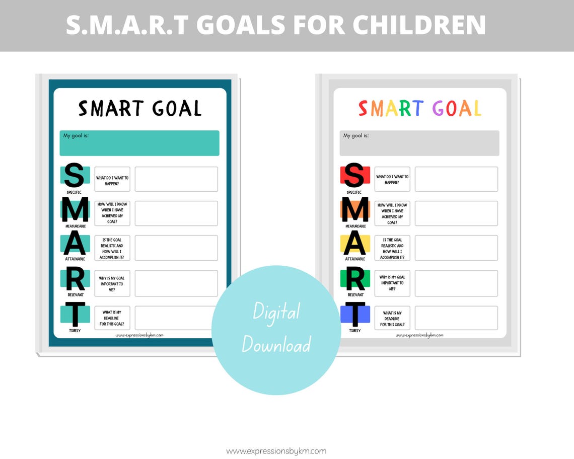 SMART Goal Worksheet for Kids: Planning Printable (PDF) - Etsy