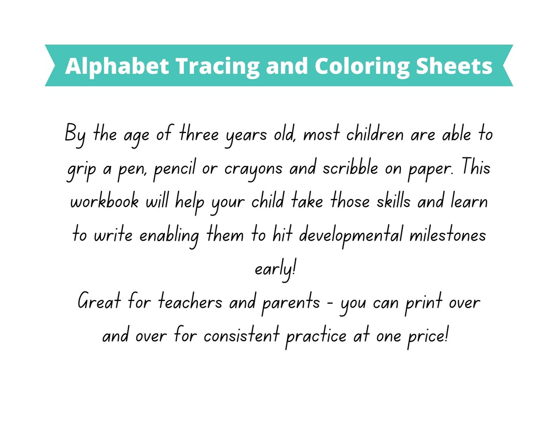 Alphabet Tracing Workbook With Coloring Child Development Teacher ...