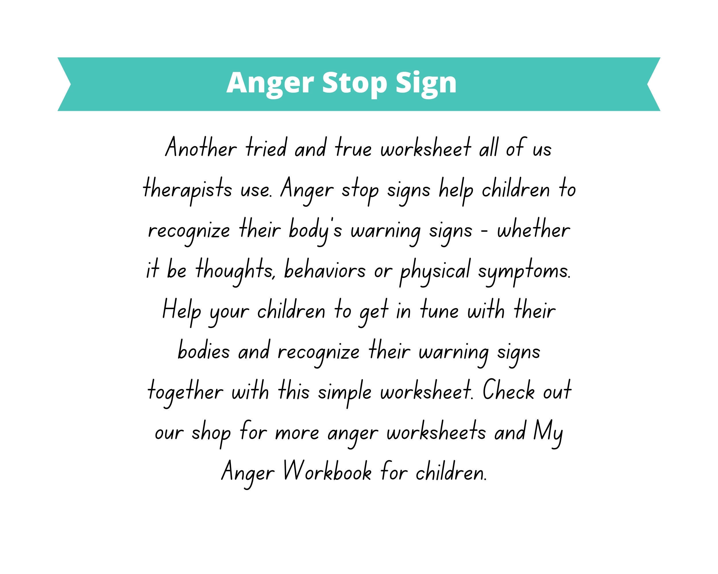 Anger Stop Sign - Anger Management for Children - Parent, Counselor ...