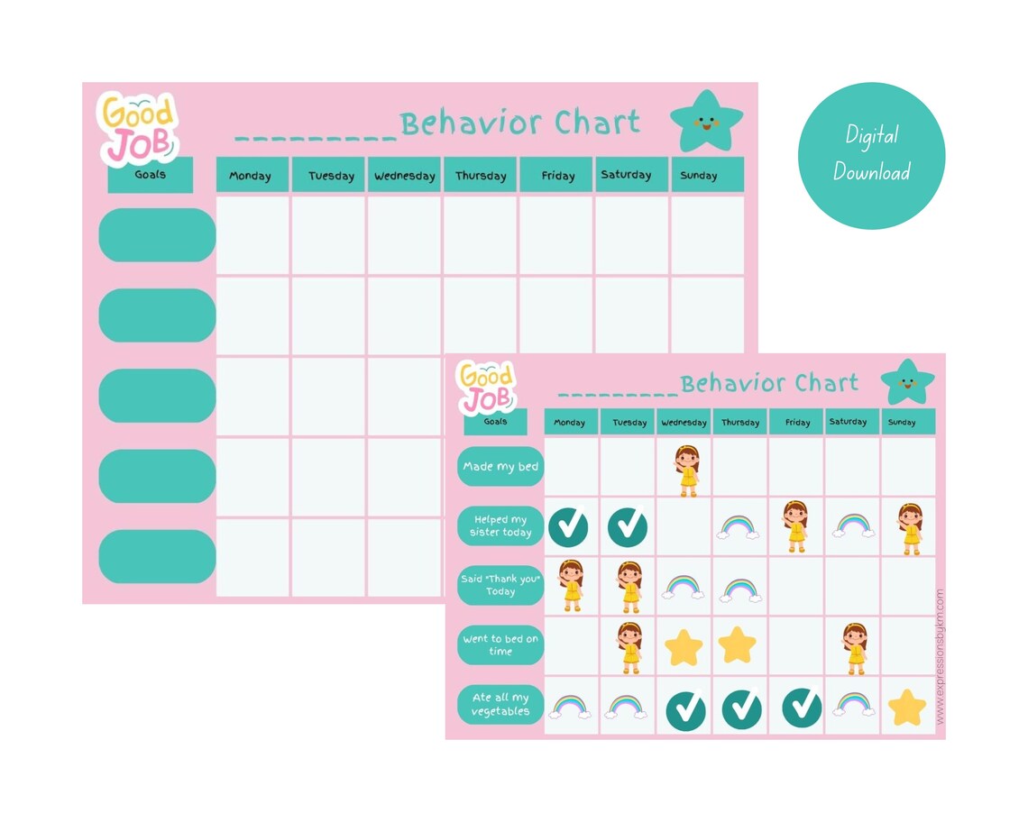 Behavior Chart for Children - Behavior Charts - Therapy Charts - Parent ...