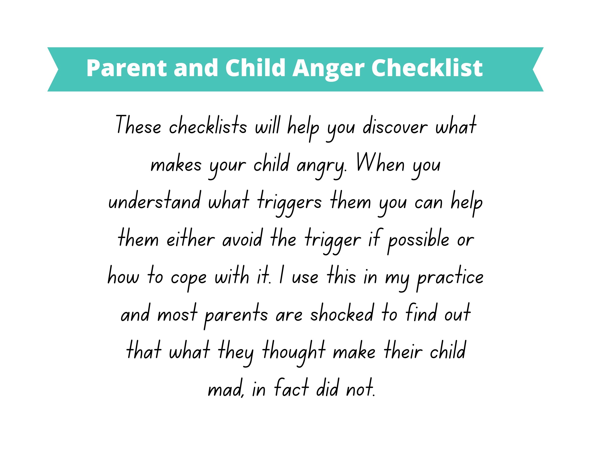 Parent and Child Anger Checklist - Anger Management - Anger Control ...