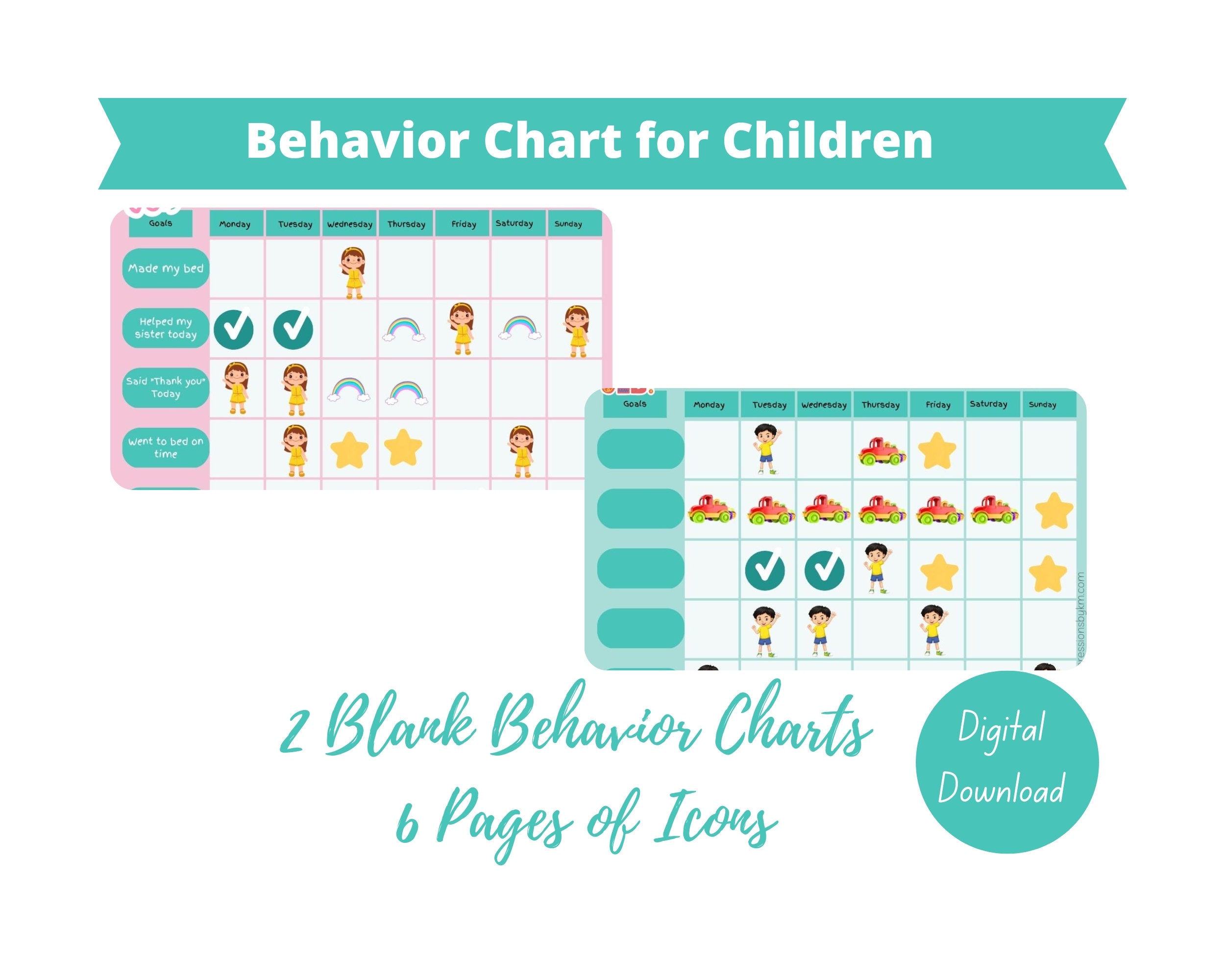 Behavior Chart for Children - Behavior Charts - Therapy Charts - Parent ...