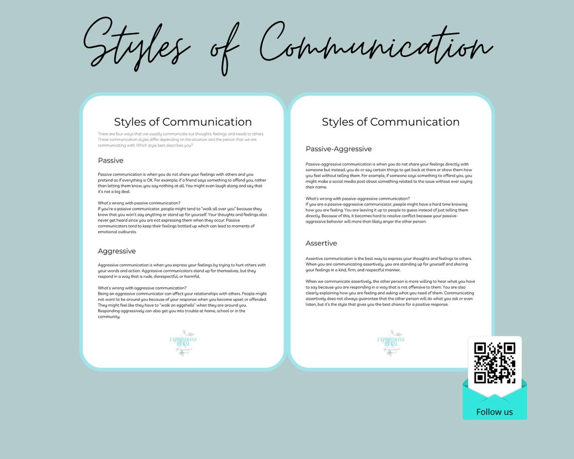 Communication Styles Handout – Couples & Therapy Guide (digital Handout ...
