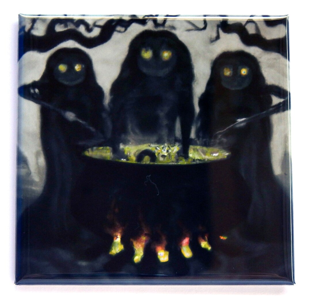 Three Scary Witches Around a Cauldron Fridge Magnet - Etsy