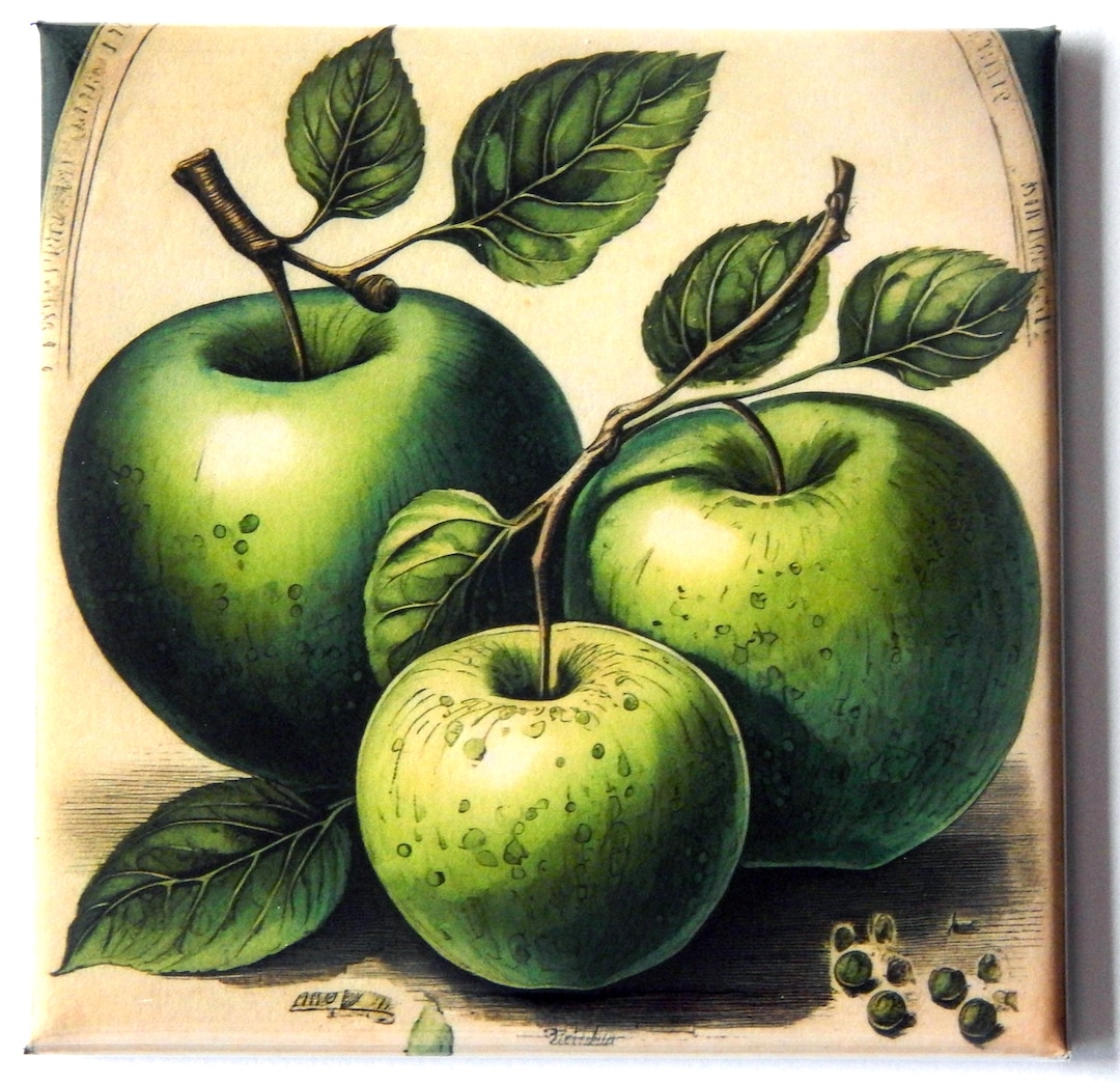 Green Apple Fridge Magnet "style D" - Etsy