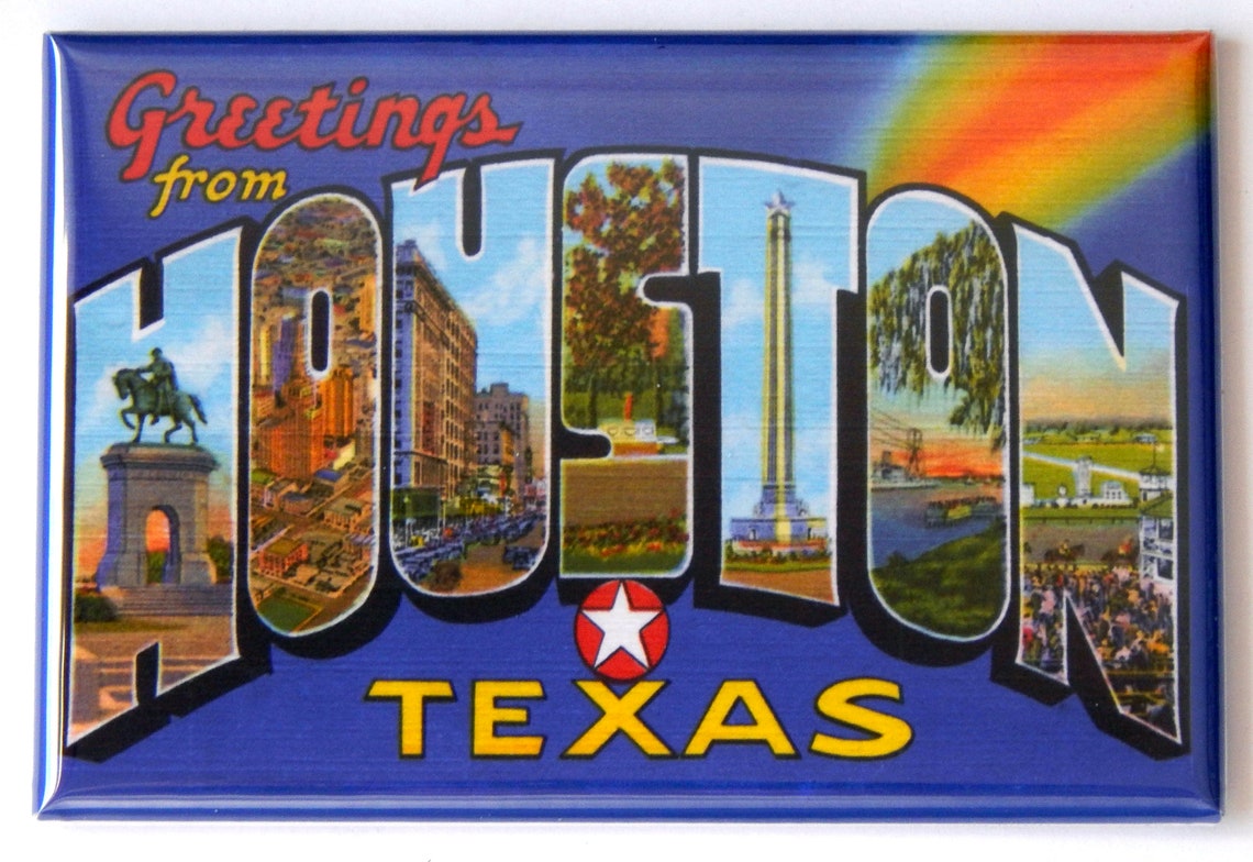 Greetings From Houston Texas Fridge Magnet "style A" - Etsy